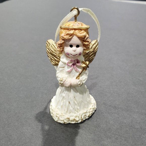 Holiday | Vintage 25 Angel With Gold Wings Halo And Wand Hanging ...